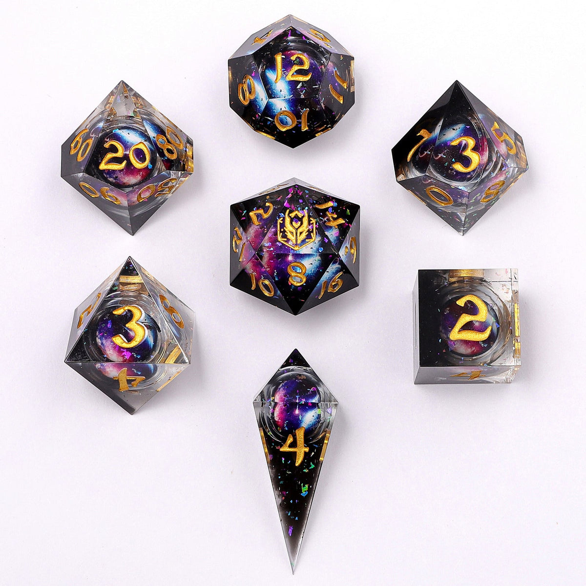 Captured Magic Hand Sanded Sharp Edge Resin Liquid Core Dice - Mystic ...