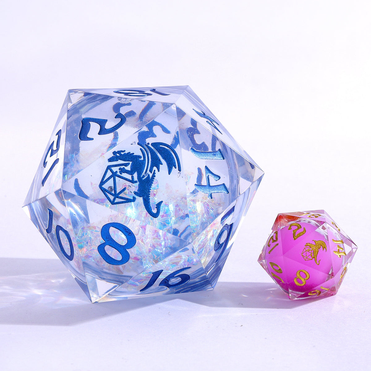 Sharp Edged Resin Astral Flux 55mm D20 - Opal with Blue Ink – Hymgho ...
