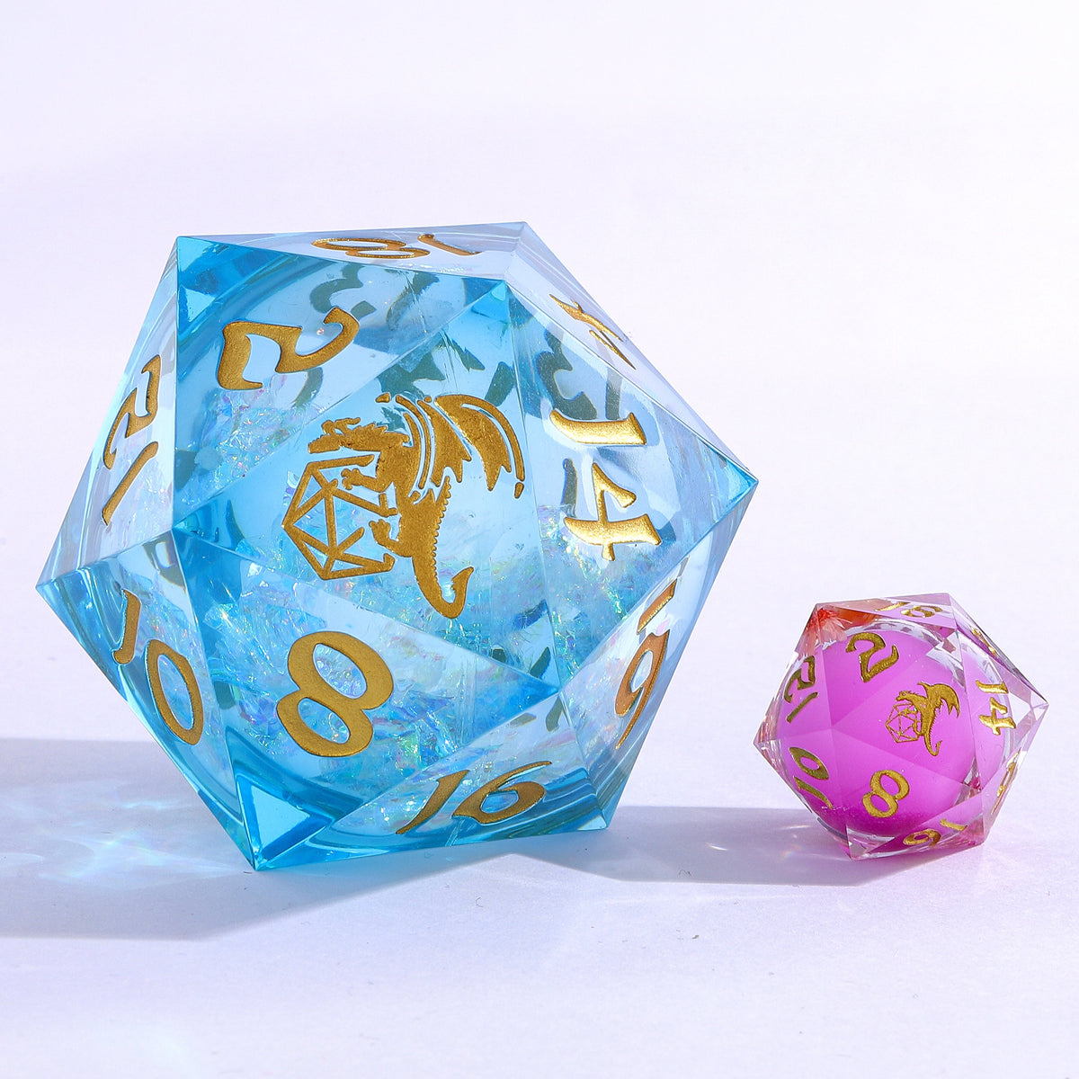 Sharp Edged Resin Astral Flux 55mm D20 - Blue – Hymgho Premium Dice