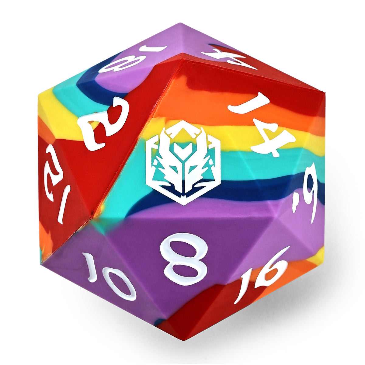 55mm Chonk Rubber Silicon D20 - Rainbow Realms – Hymgho Premium Dice