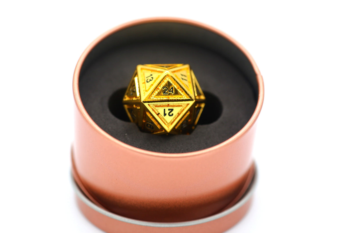 Titan's Fist Metal D24 Dice - Gold w/ Black – Hymgho Premium Dice